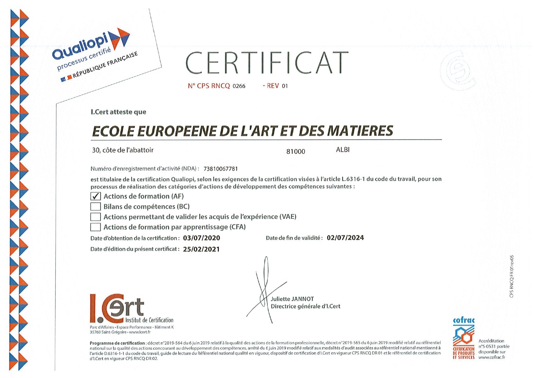 Certification Qualiopi › EEAM
